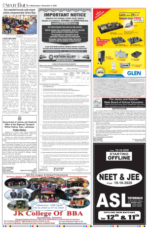 State Times: ePaper, Newspaper, Jammu News Paper, Newspaper in English ...